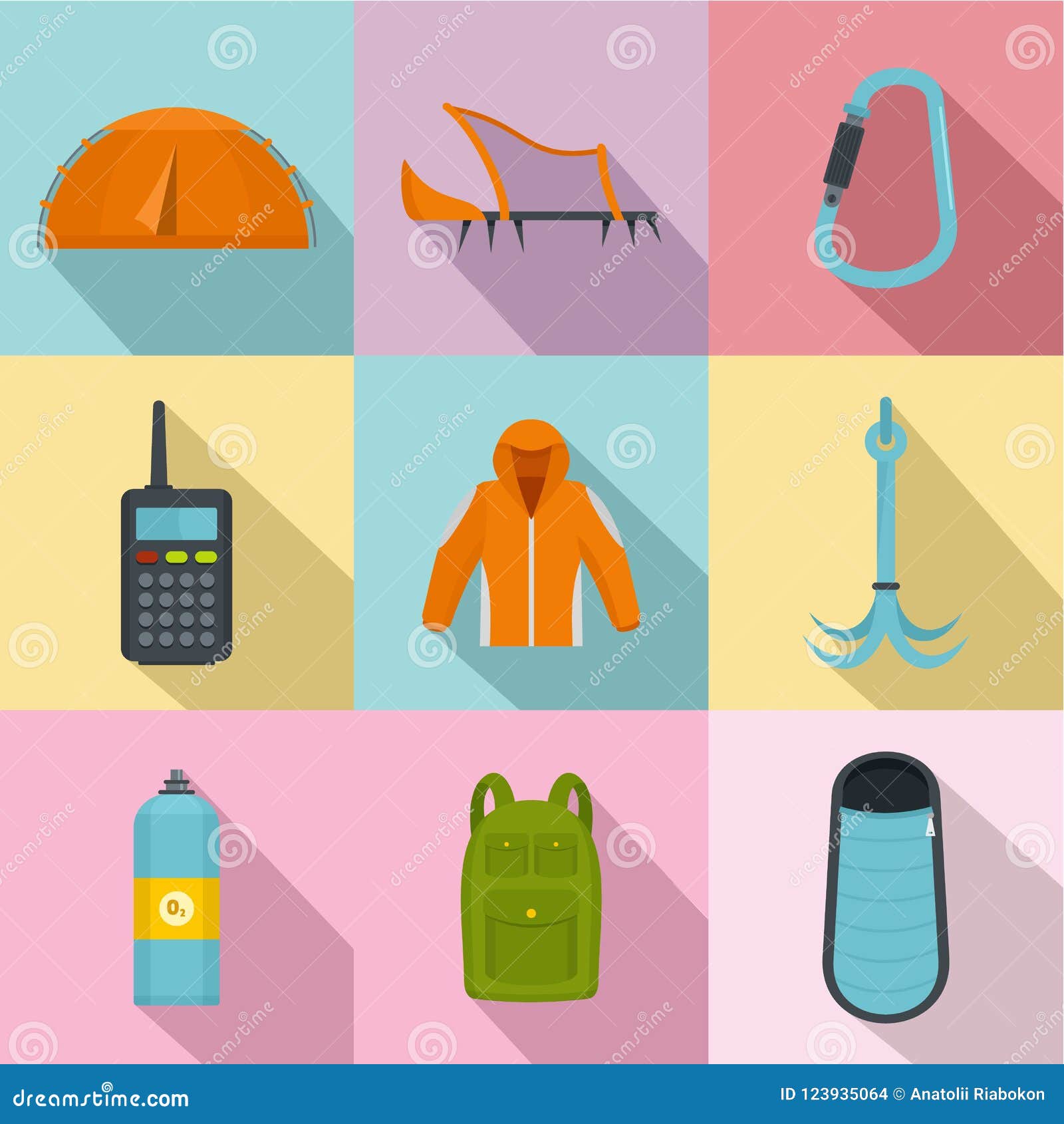 Excursion Icons Set, Flat Style Stock Vector - Illustration of memories ...