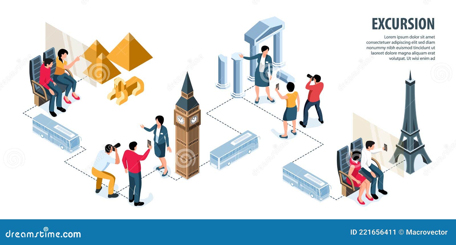 Excursion Isometric Infographics Cartoon Vector | CartoonDealer.com ...