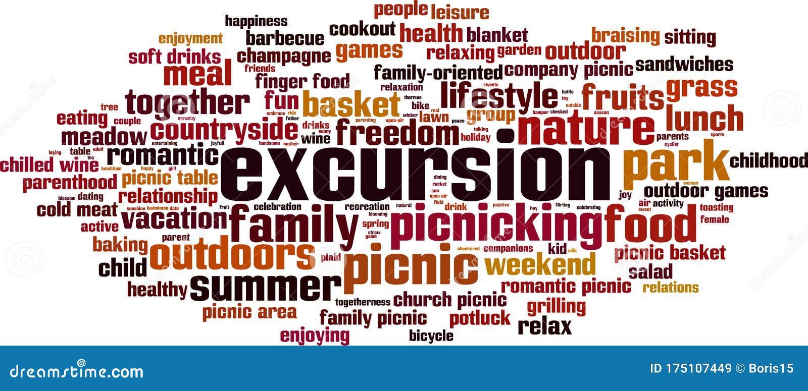 Excursion word cloud stock vector. Illustration of braising - 175107449