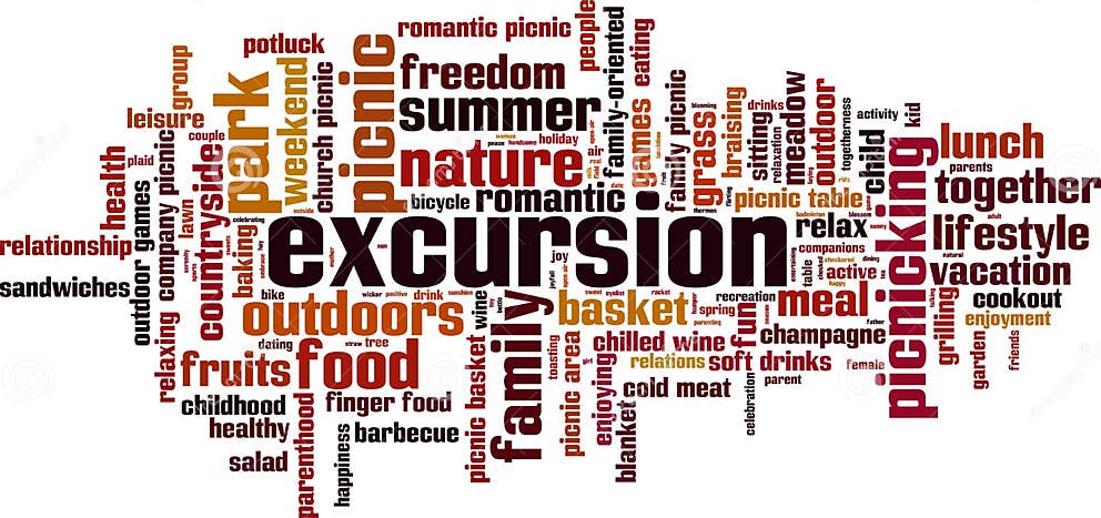 Excursion word cloud stock vector. Illustration of nature - 168064619