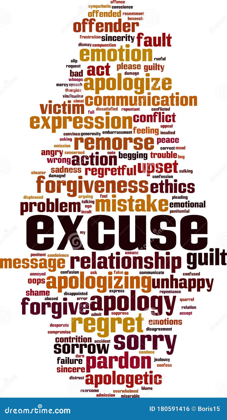 Excuse word cloud stock vector. Illustration of apologize - 180591416