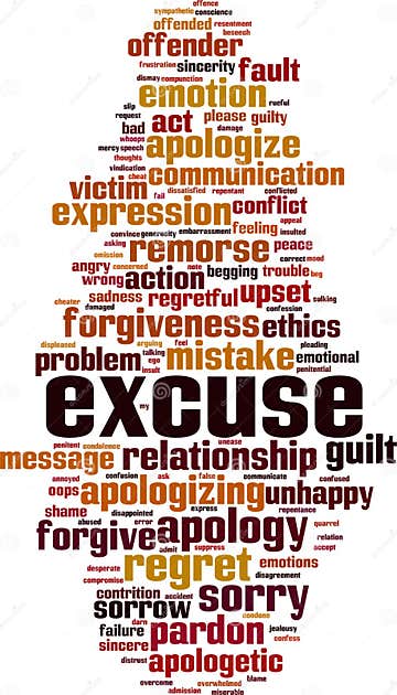 Excuse word cloud stock vector. Illustration of apologize - 180591416