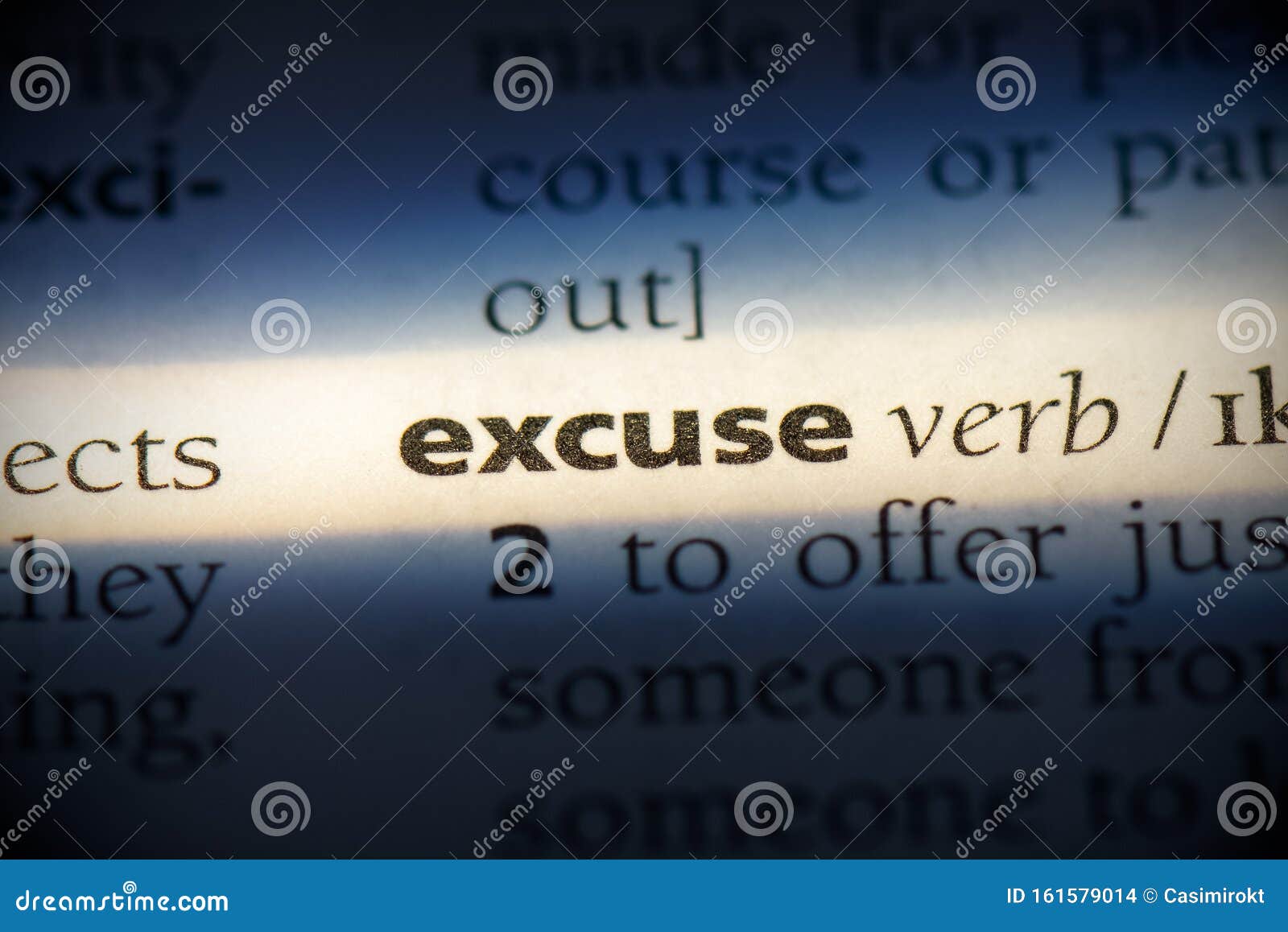 Excuse stock photo. Image of isolated, thesaurus, book - 161579014