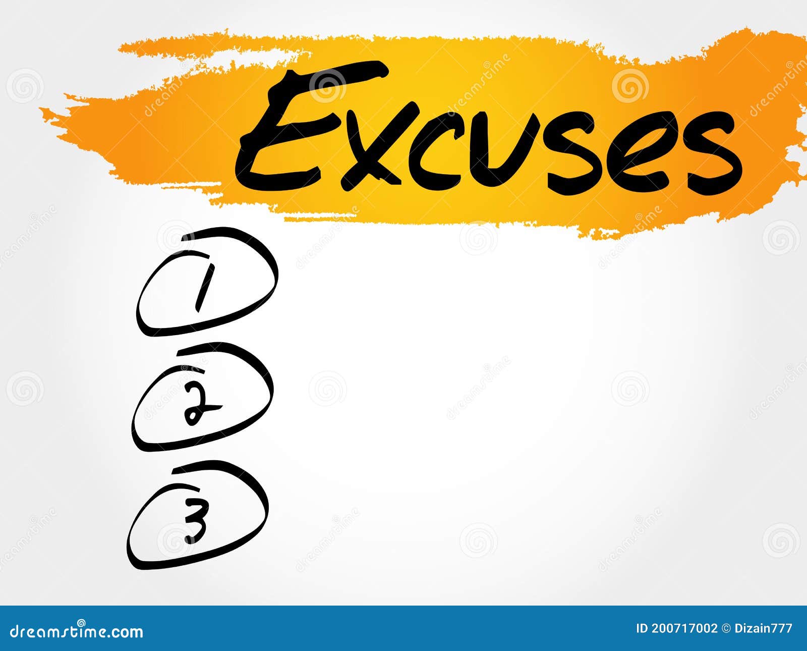 Excuses blank list stock illustration. Illustration of incentive ...