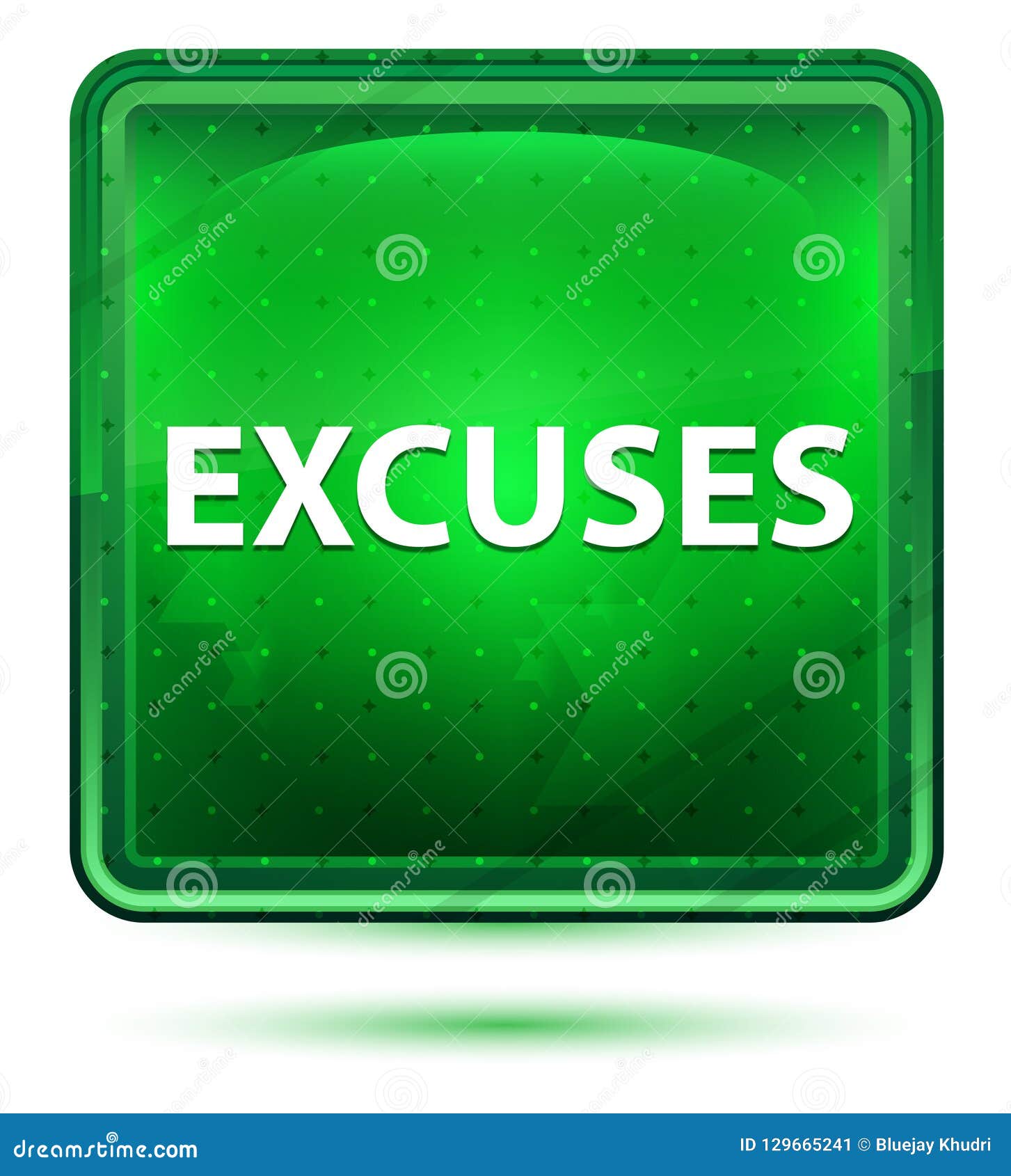 Excuses Neon Light Green Square Button Stock Illustration ...