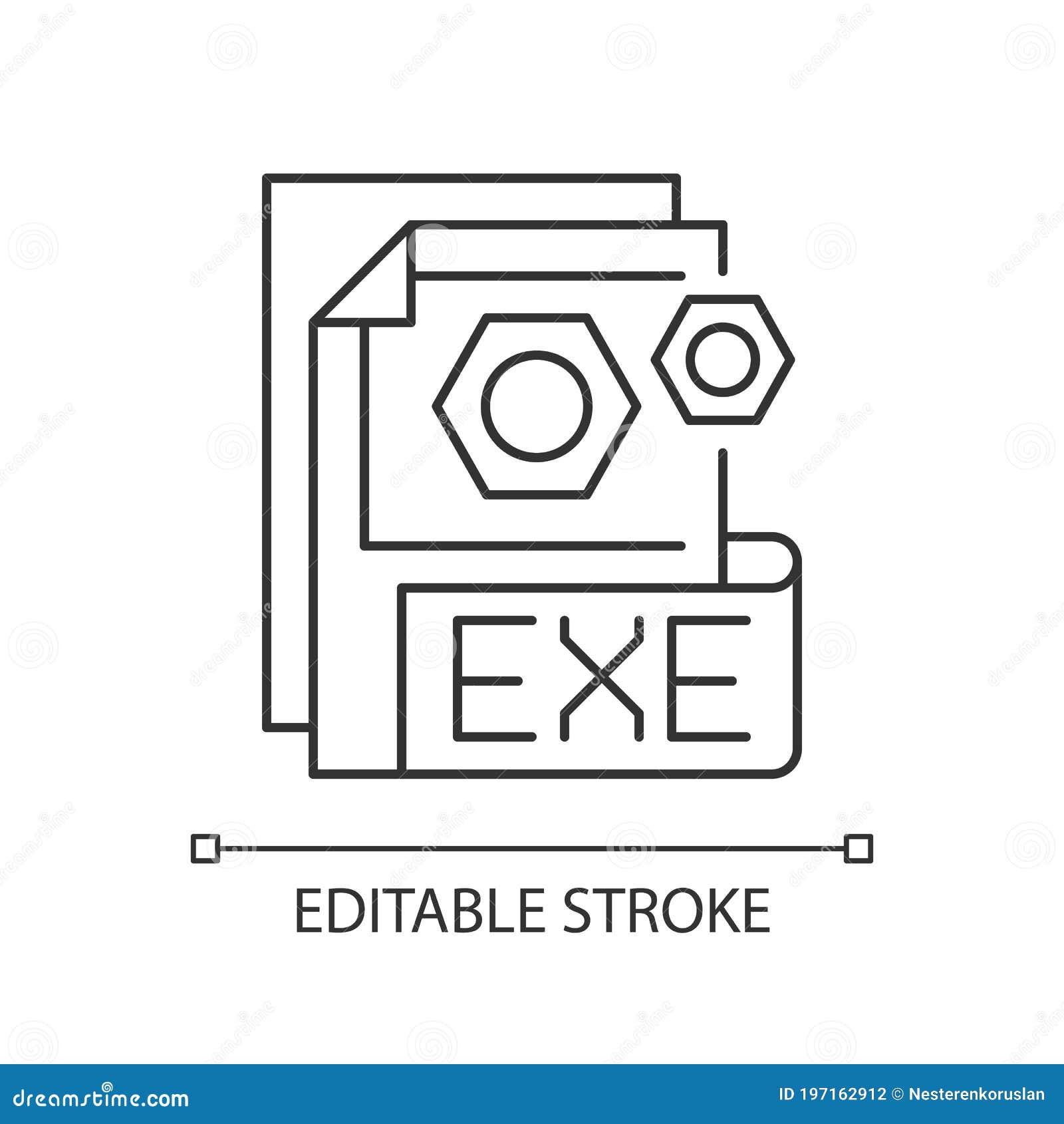 EXE File Pixel Perfect Linear Icon Vector Illustration | CartoonDealer ...