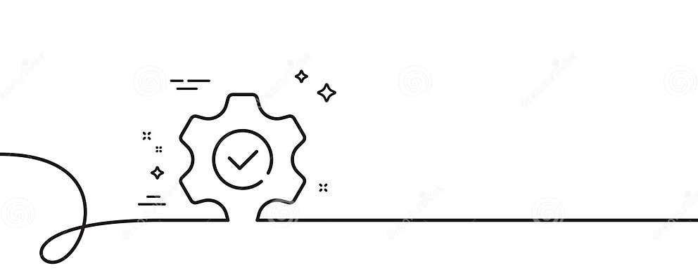 Execute Line Icon Approved Service Sign Continuous Line With Curl Vector Stock Vector