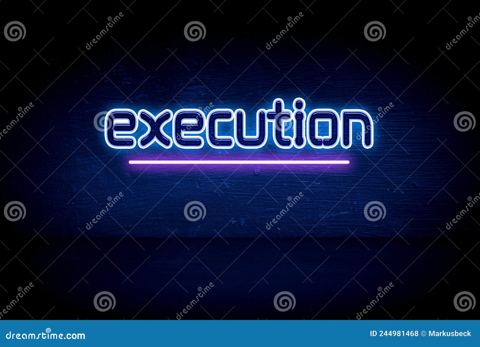 Execution - Blue Neon Announcement Signboard Stock Photo - Image of ...