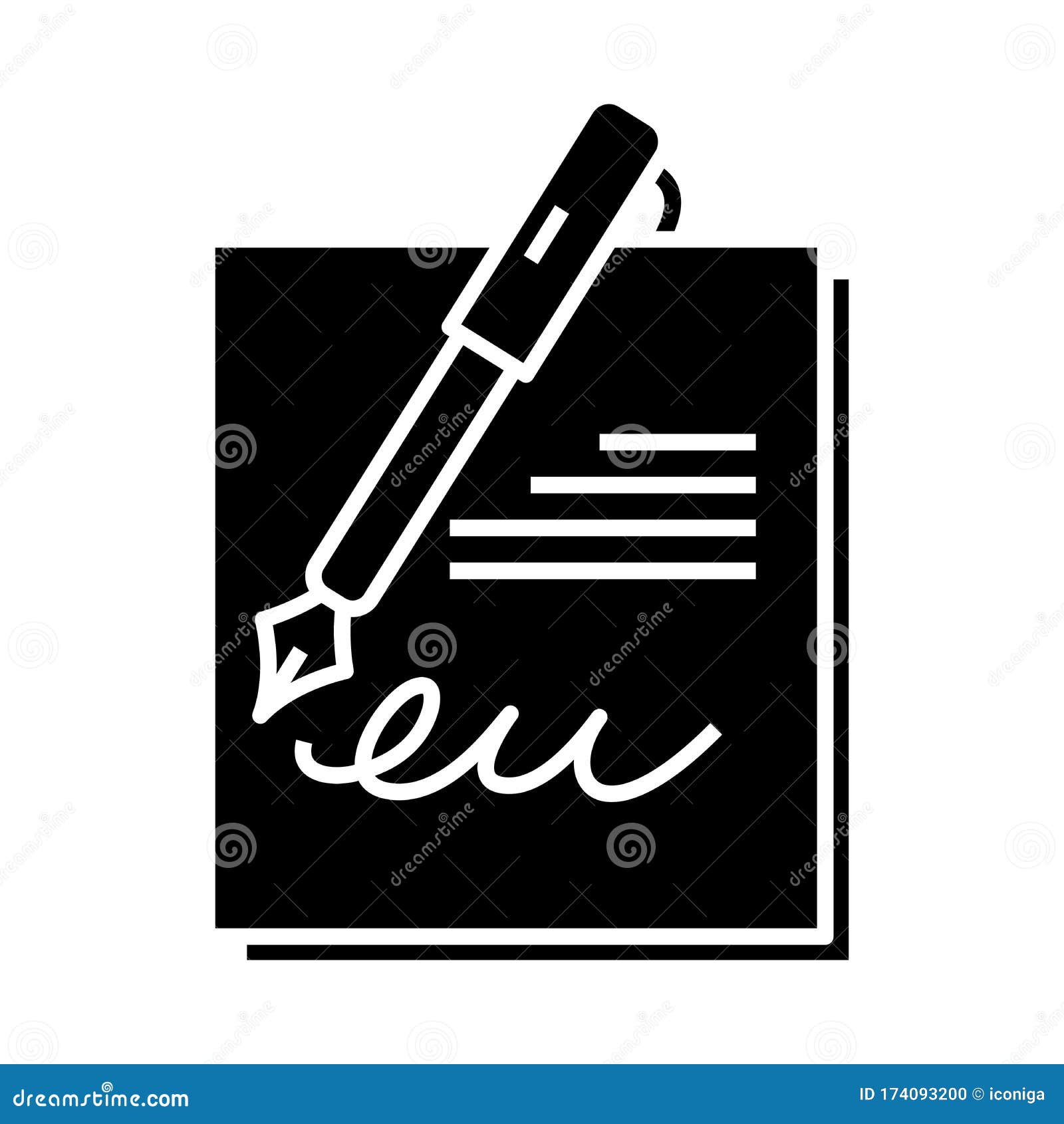 Document Execution Line Icon, Concept Sign, Outline Vector Illustration ...