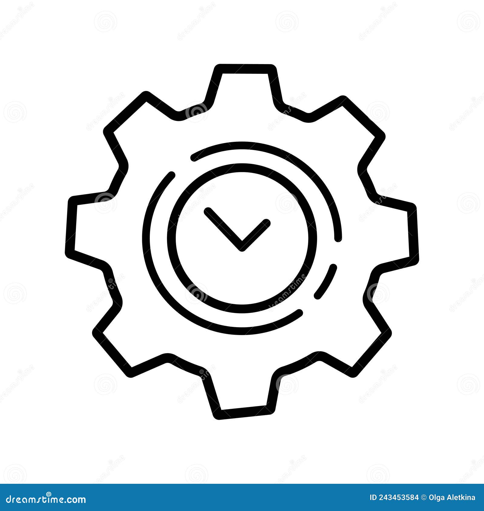 Execution Logo Like Thin Line Gear with Checkmark. Flat Linear Trend ...