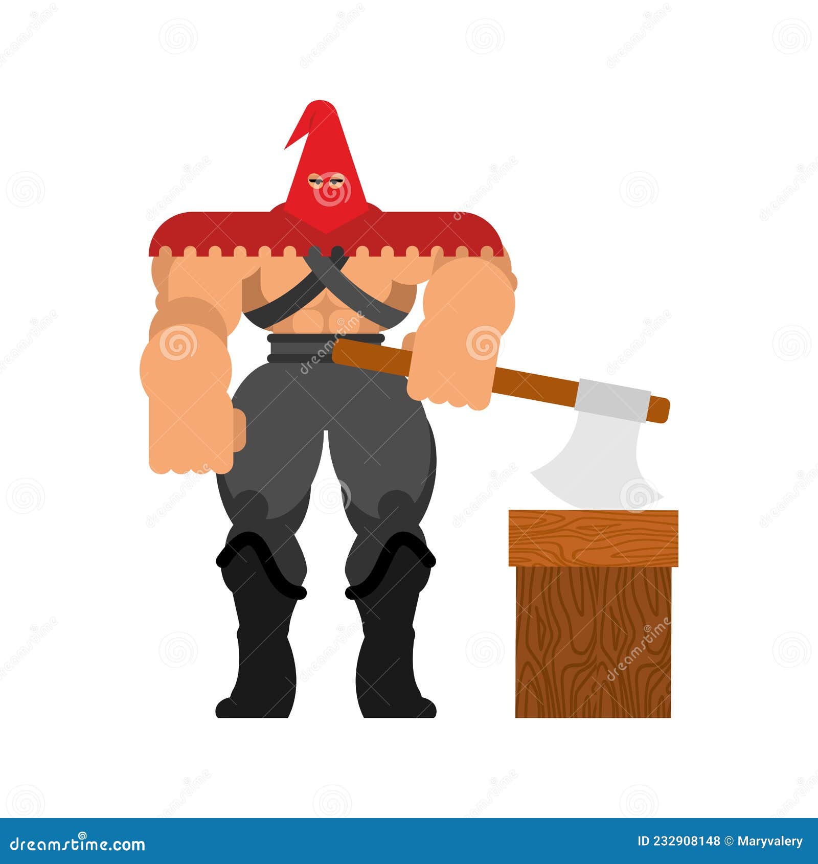 Executioner with Ax Isolated. Butcher and Axe Stock Vector ...