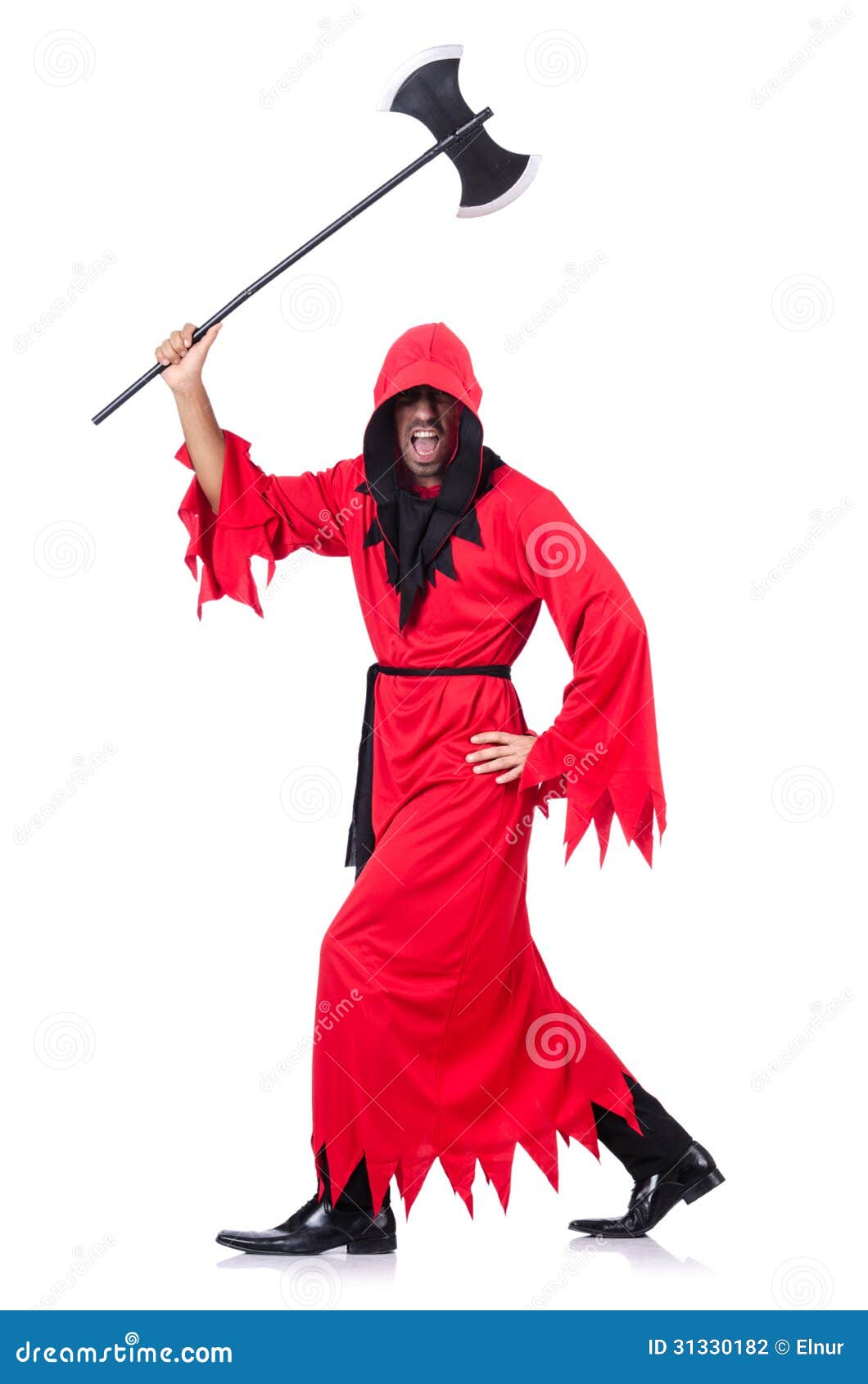 Executioner in Red Costume with Axe Stock Photo - Image of person, hood ...