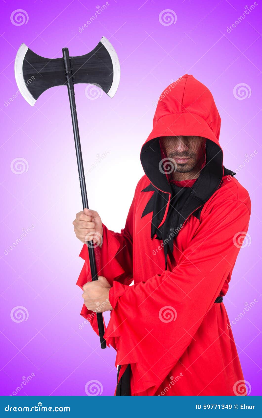 Executioner in Red Costume with Axe on White Stock Image - Image of ...