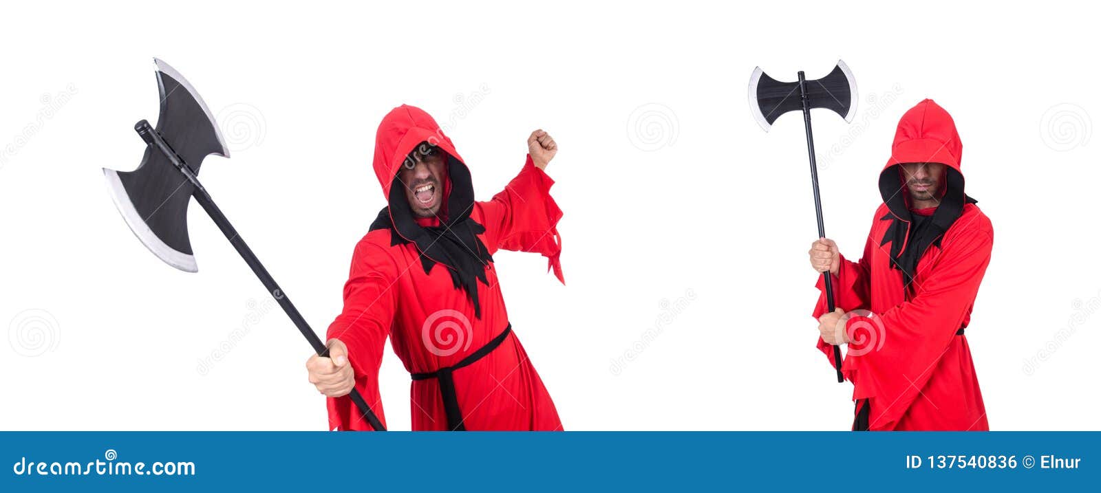 The Executioner in Red Costume with Axe on White Stock Photo - Image of ...