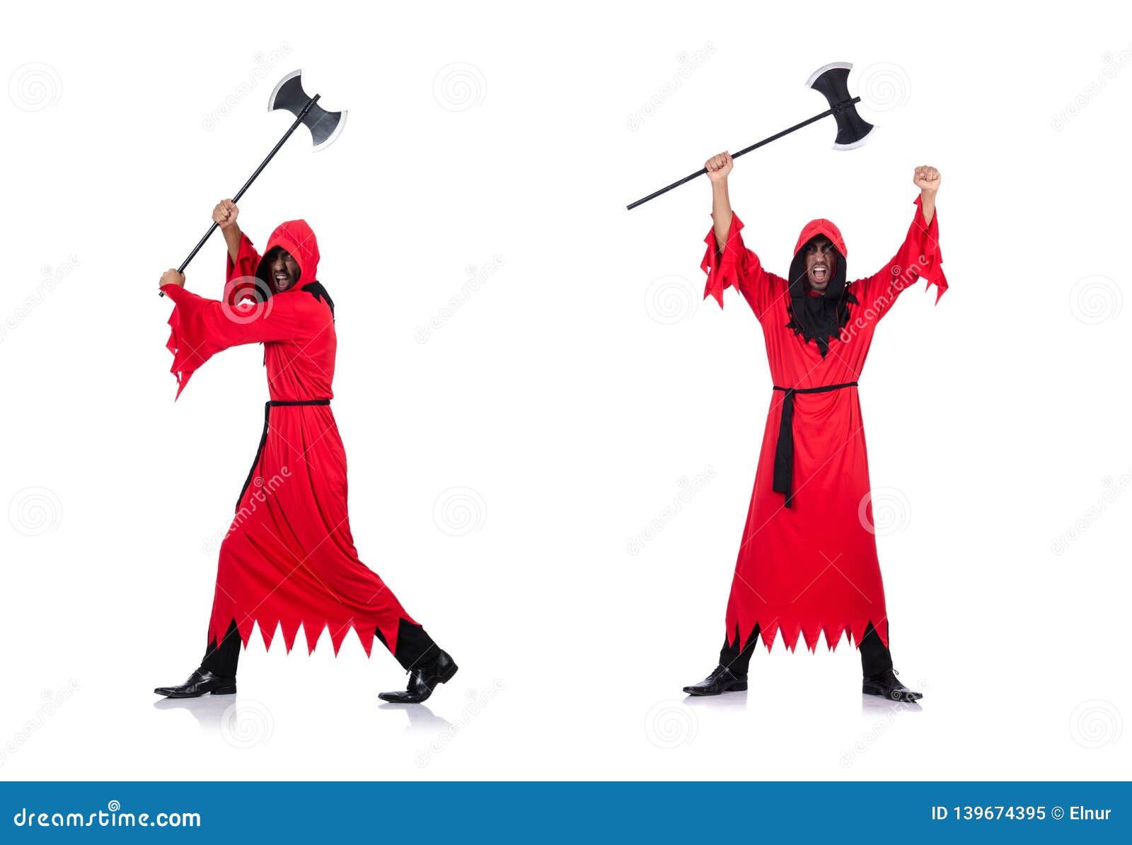 The Executioner in Red Costume with Axe on White Stock Image - Image of ...