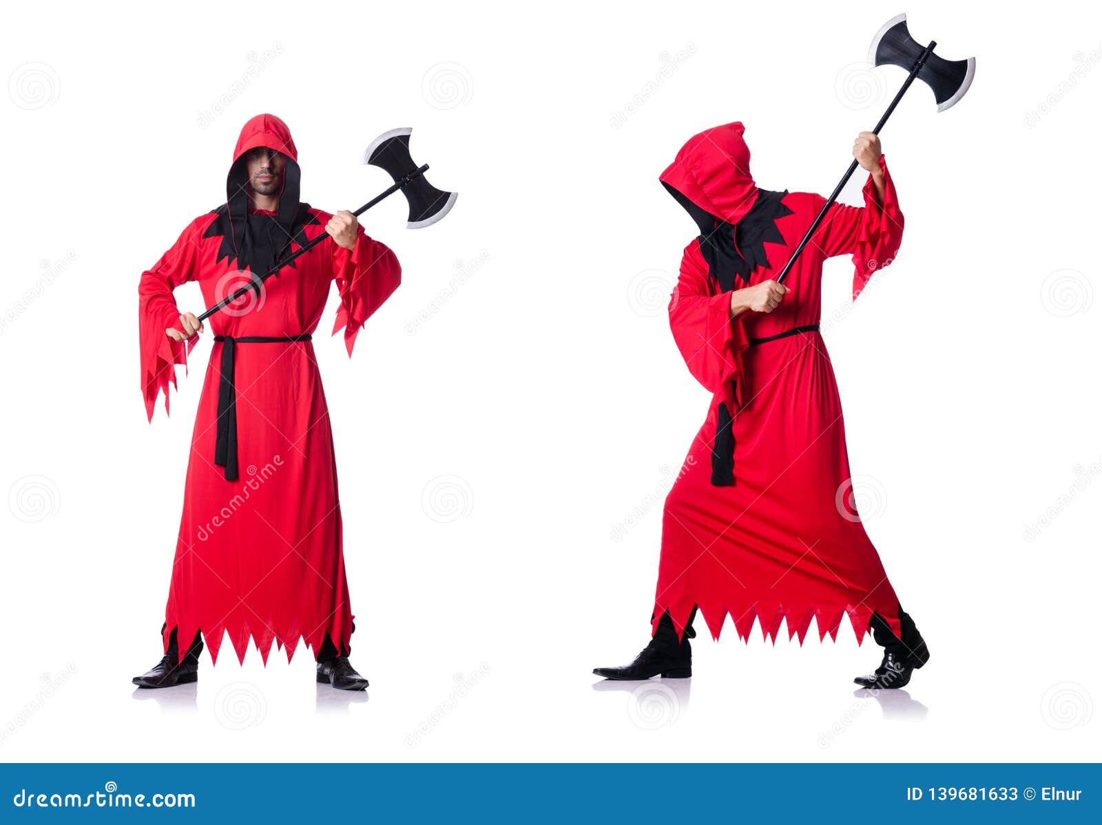 The Executioner in Red Costume with Axe on White Stock Image - Image of ...