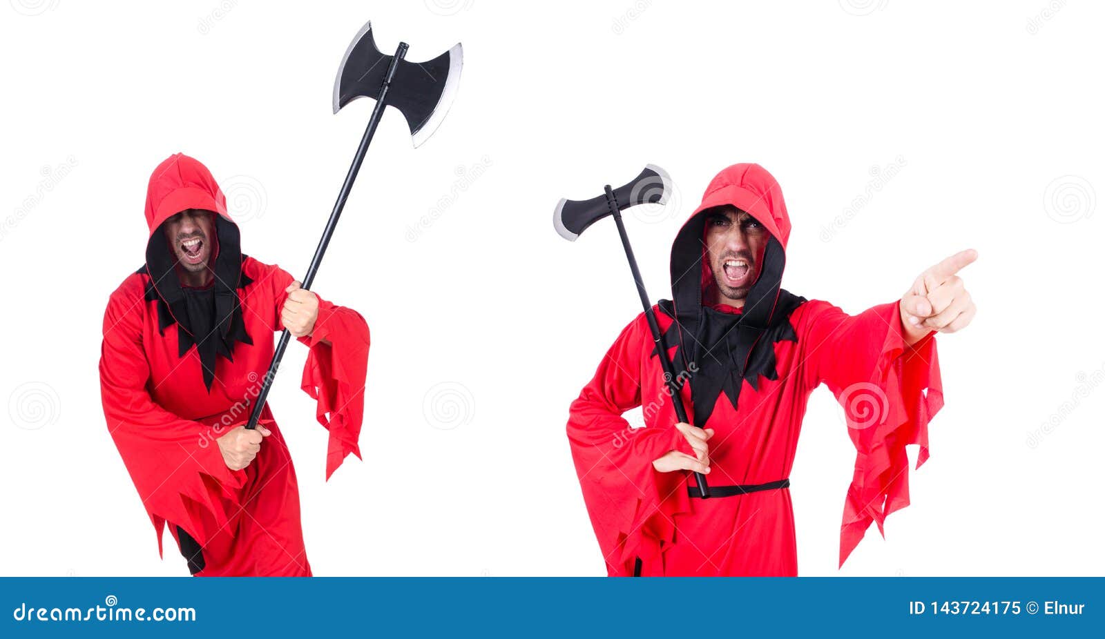The Executioner in Red Costume with Axe on White Stock Image - Image of ...
