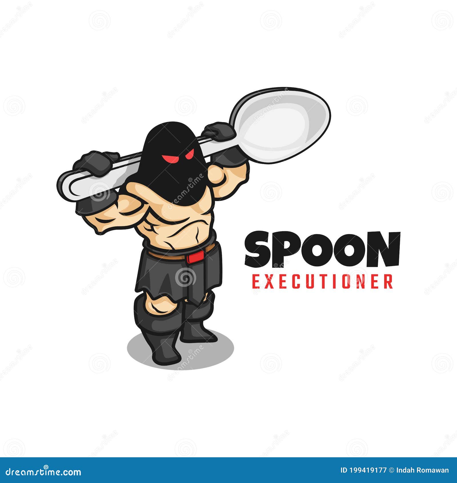 Executioner with Spoon on His Shoulder. Logo Mascot Character. Vector ...