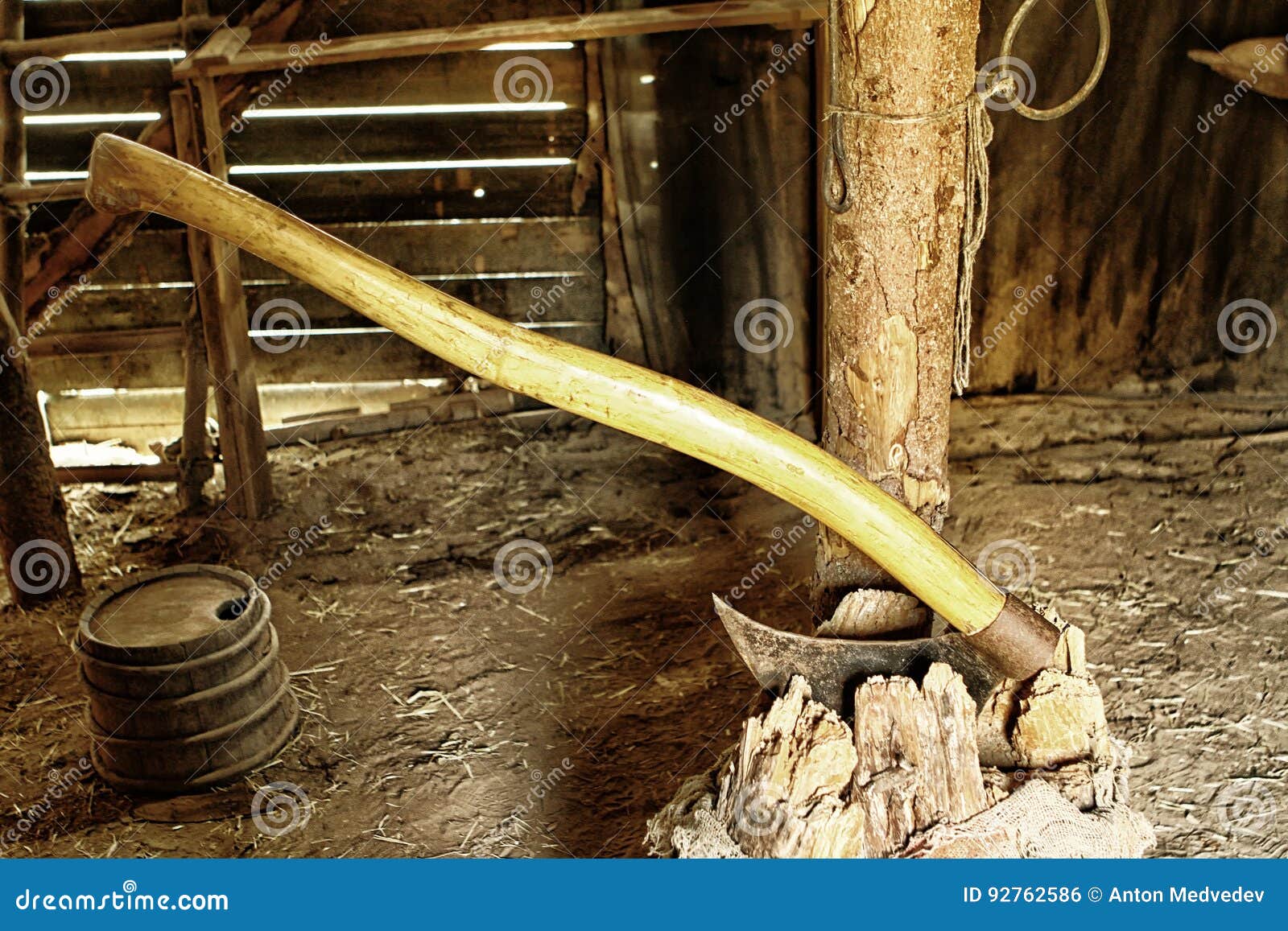 Executioners axe and block stock photo. Image of iron - 92762586