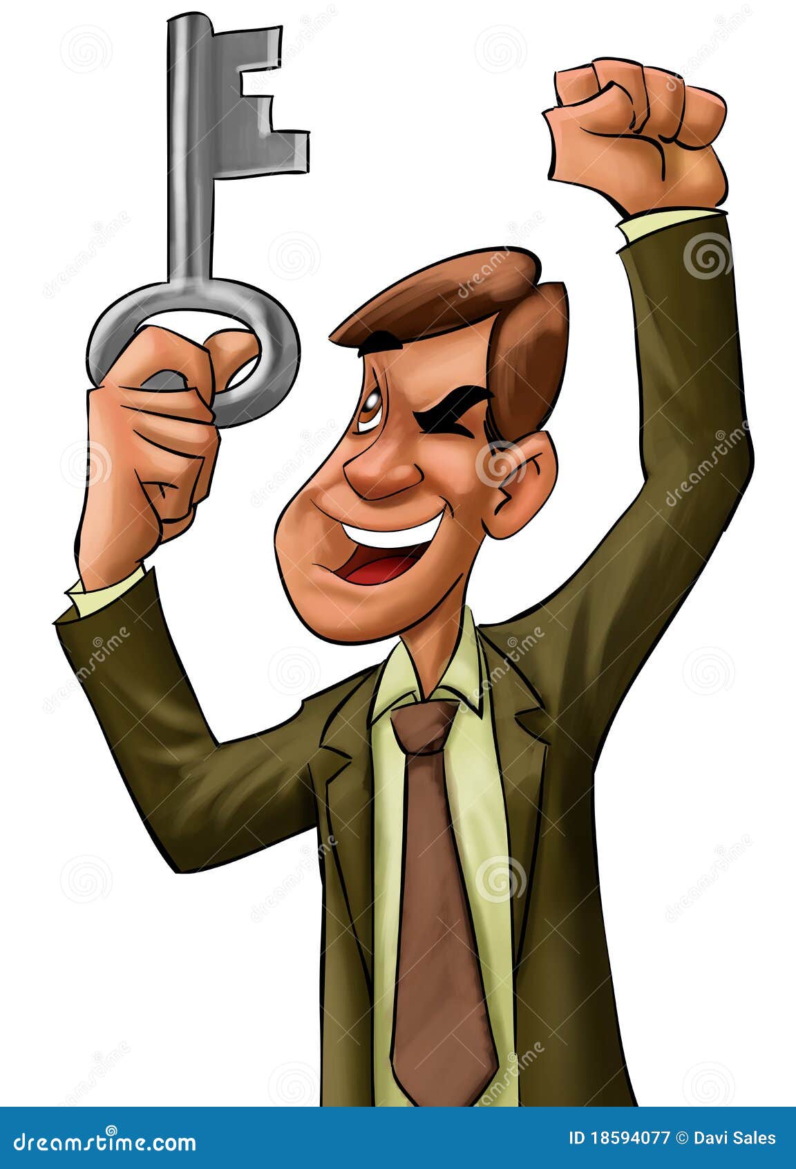 Executive and the big key stock illustration. Illustration of clipart ...