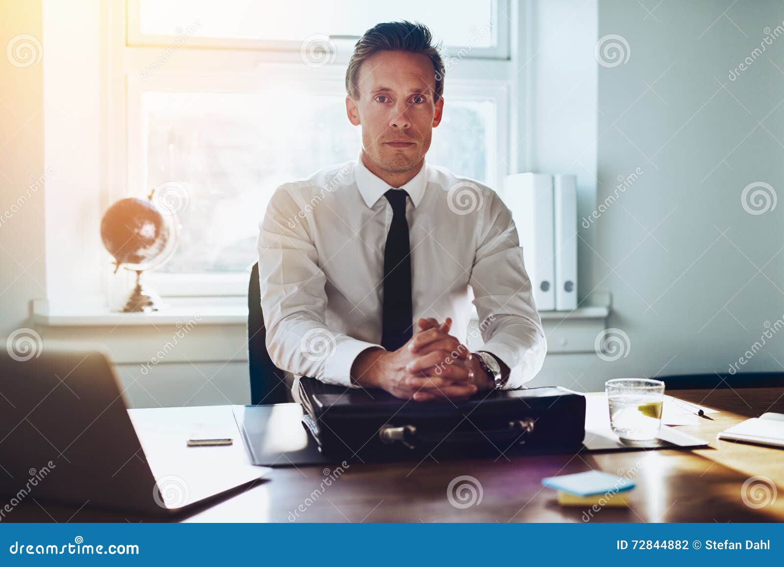 Executive Business Man at His Desk Stock Photo - Image of highkey ...