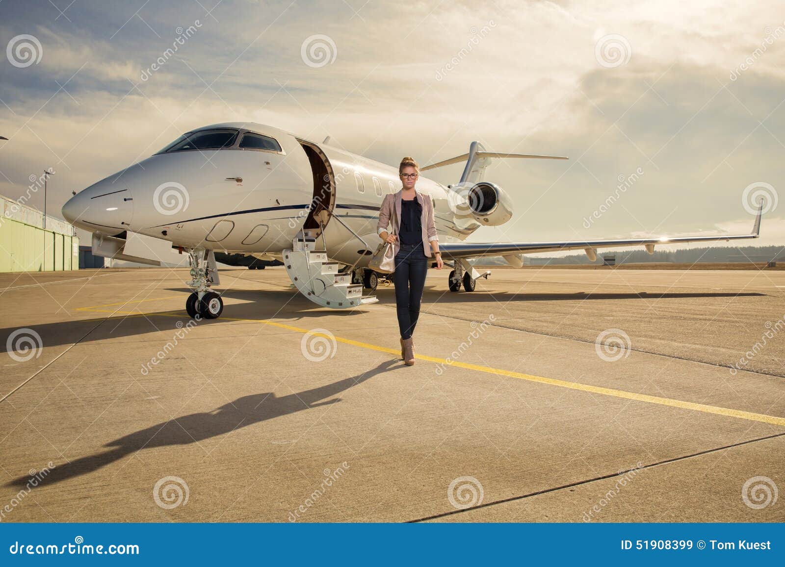 A Executive Business Woman Leaving a Plane Stock Image - Image of ...