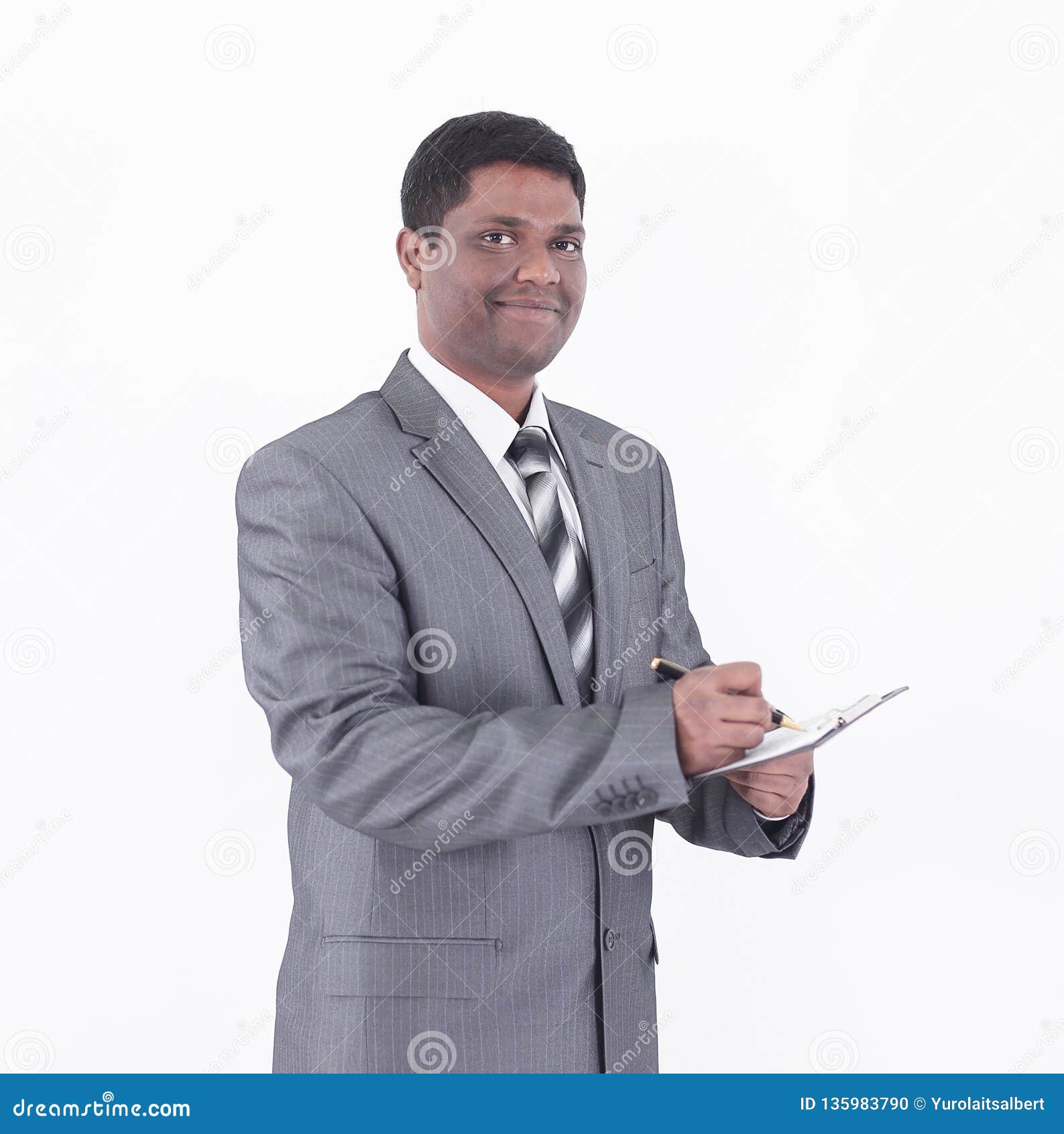 Executive Businessman with Documents.isolated on White Background Stock ...