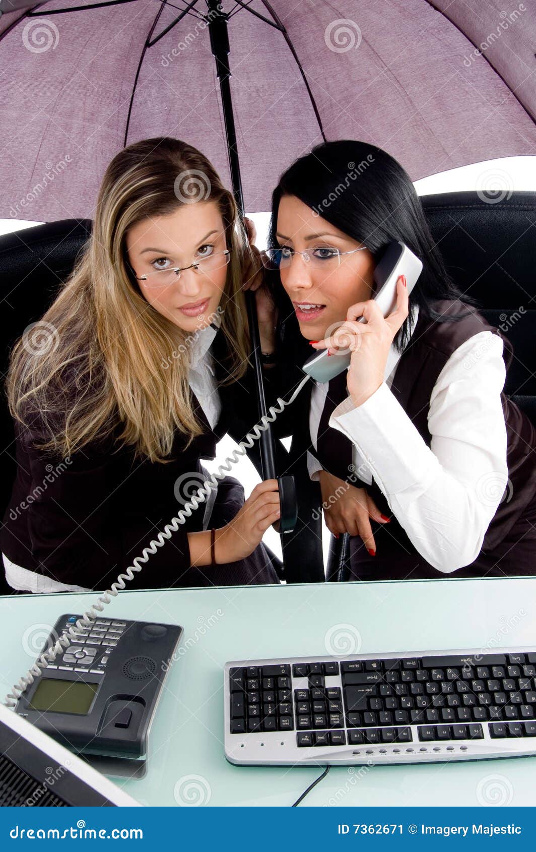 Executive Busy on Phone Call and Her Employee Stock Image - Image of ...
