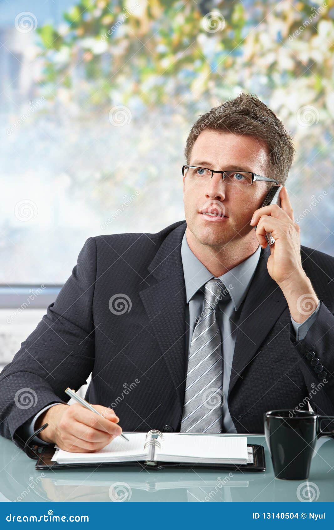 Executive on Call Taking Notes Stock Photo - Image of american, busy ...