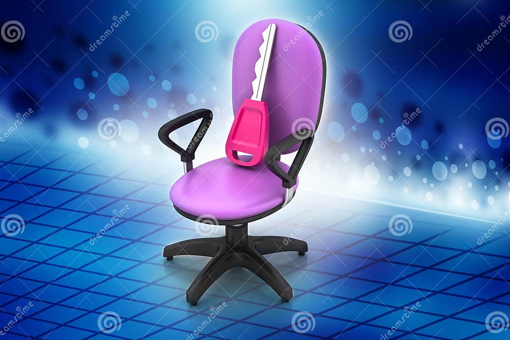 Executive chair with key stock illustration. Illustration of furniture ...