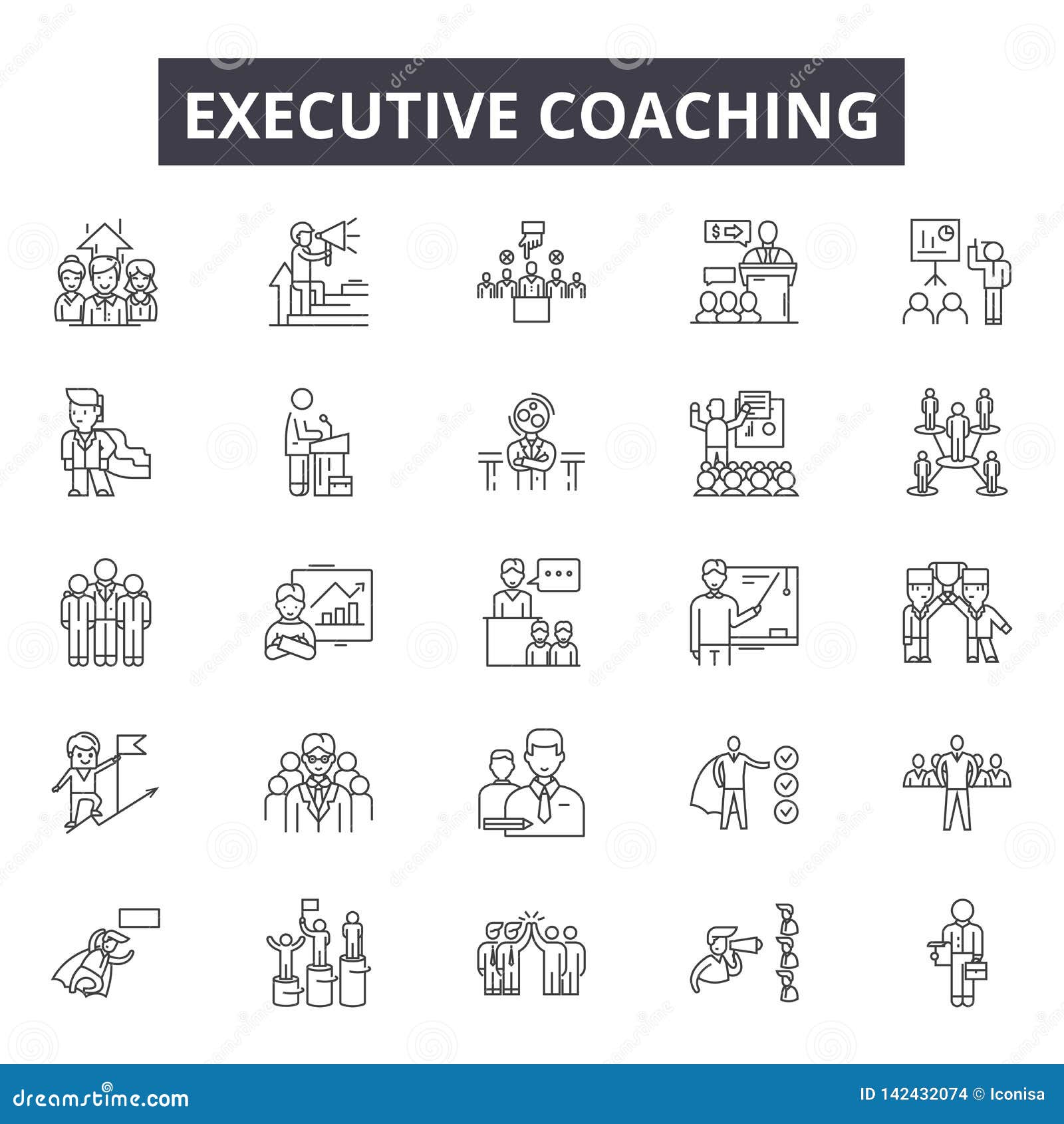 Executive Coach Line Icons for Web and Mobile Design. Editable Stroke ...