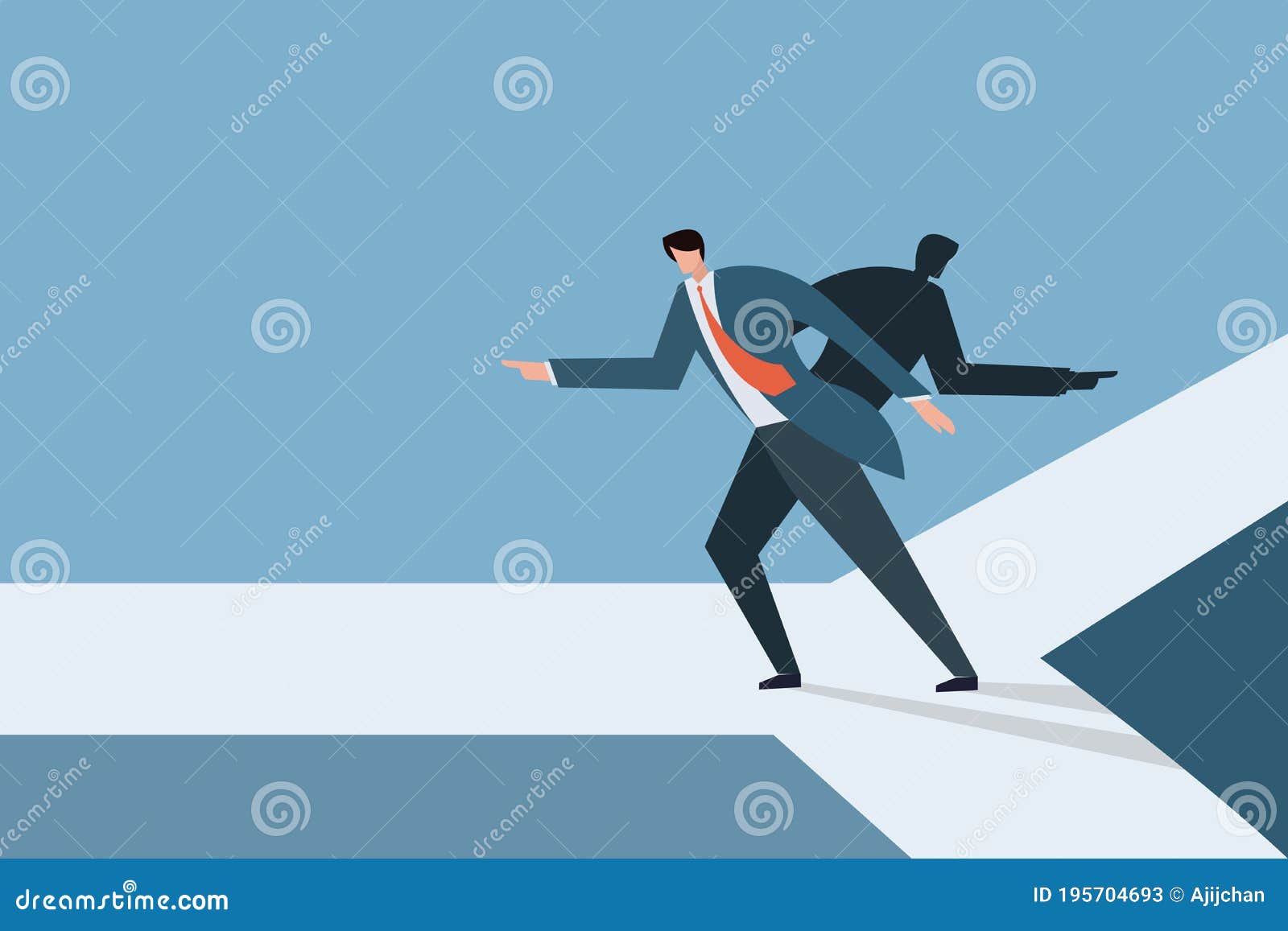 Business Executive Choosing One Direction while His Shadow Choosing ...