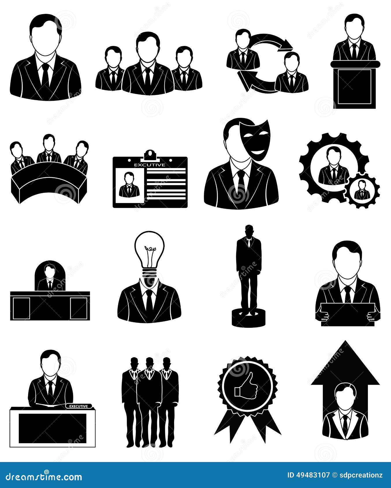 Executive Employee Icons Set Stock Vector - Illustration of money ...