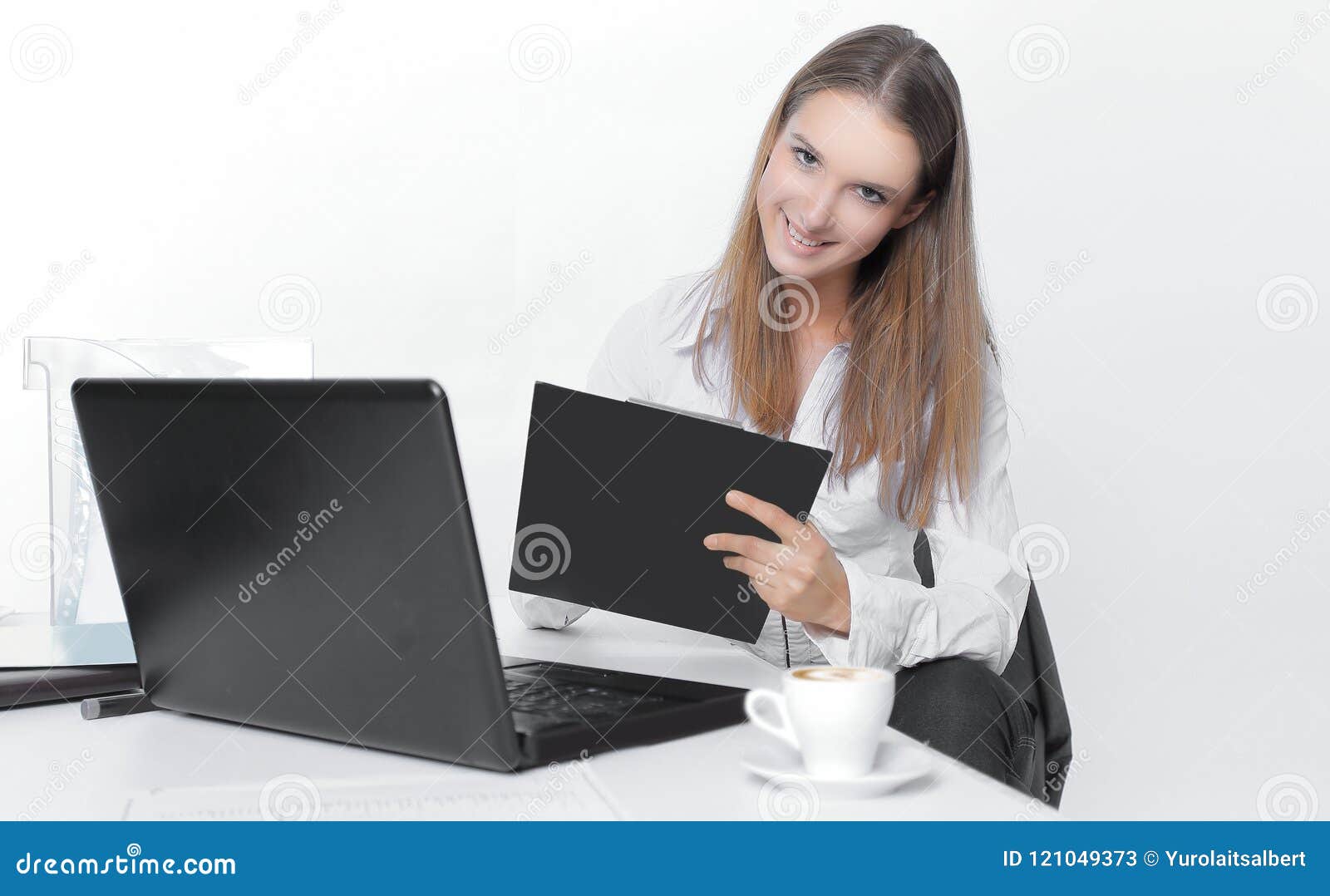 Executive Female Assistant Working with Documents in the Office. Stock ...