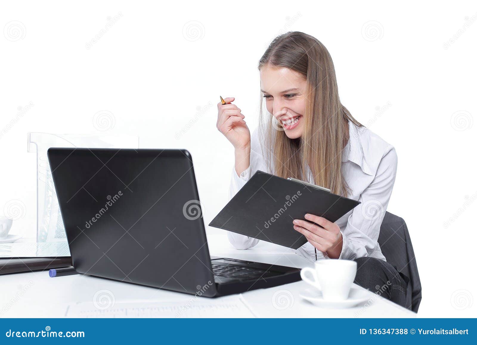 Executive Female Assistant Working with Documents in the Office. Stock ...