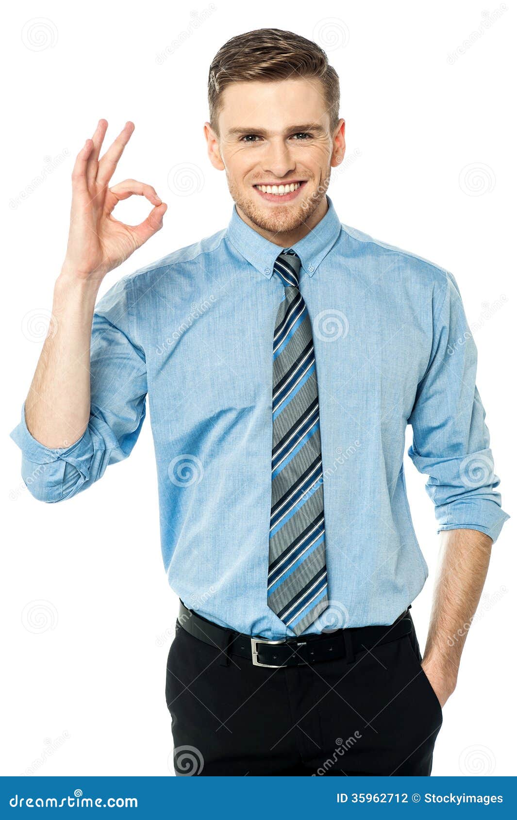 Executive Gesturing Perfect Sign Stock Photo - Image of person ...