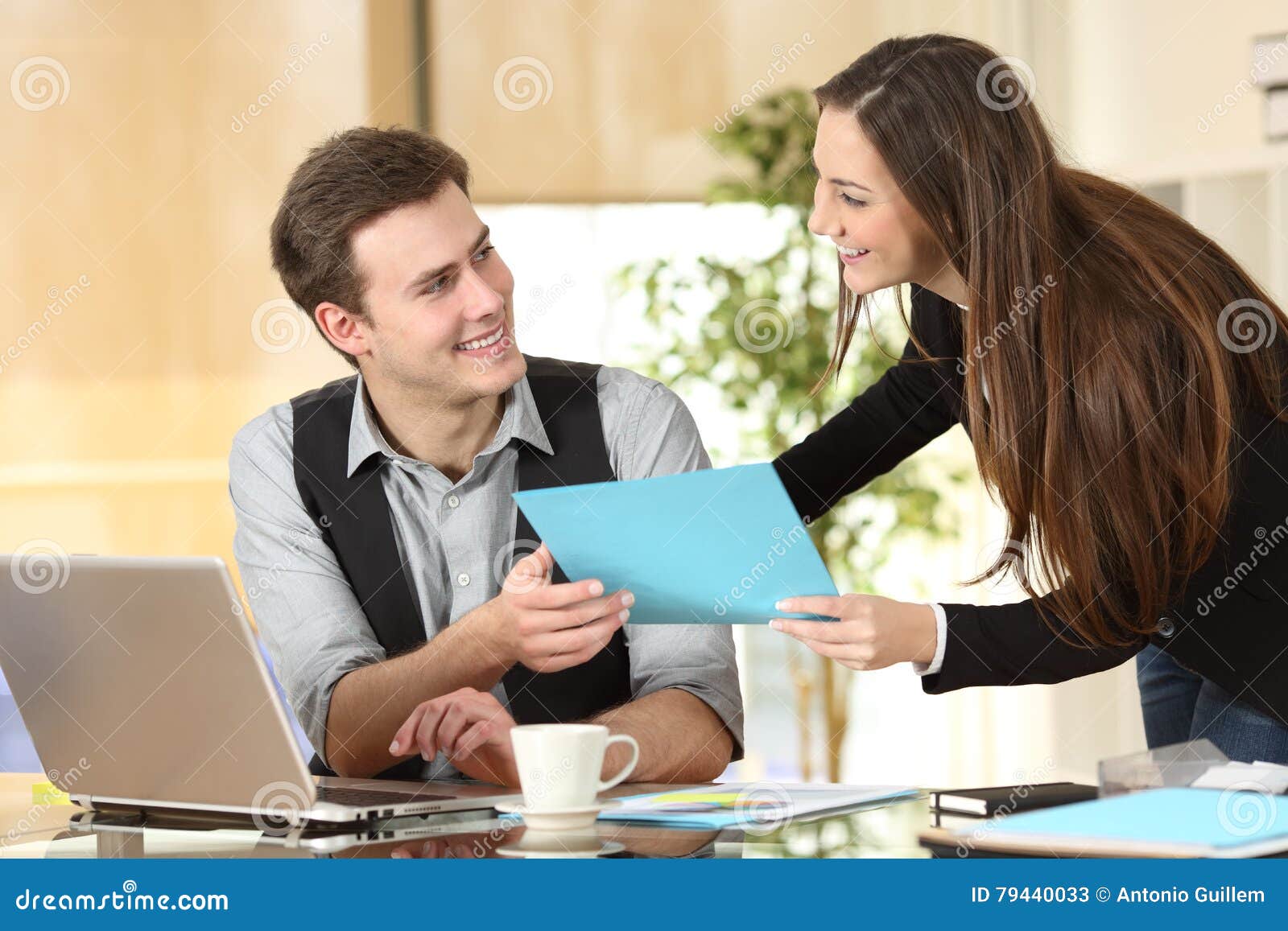 Executive Giving Documents To a Businessman Stock Image - Image of ...