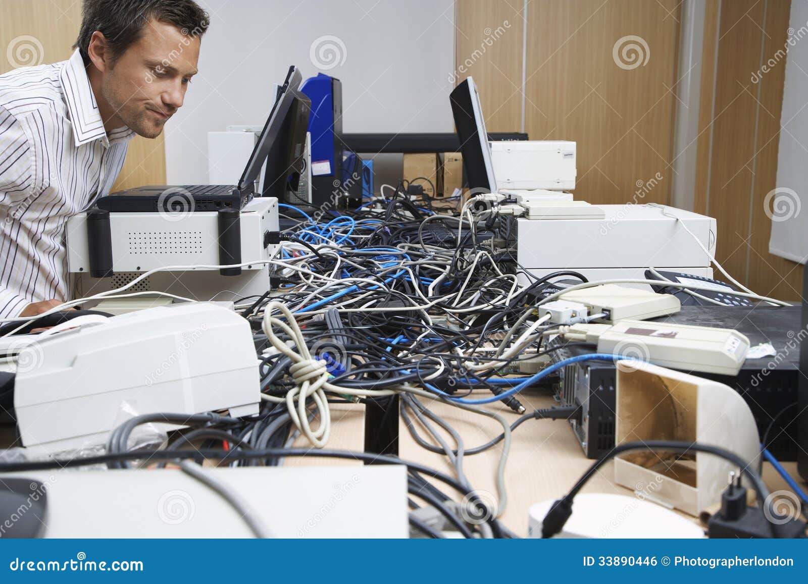 Executive and Hardware Mess in Office Stock Photo - Image of data ...