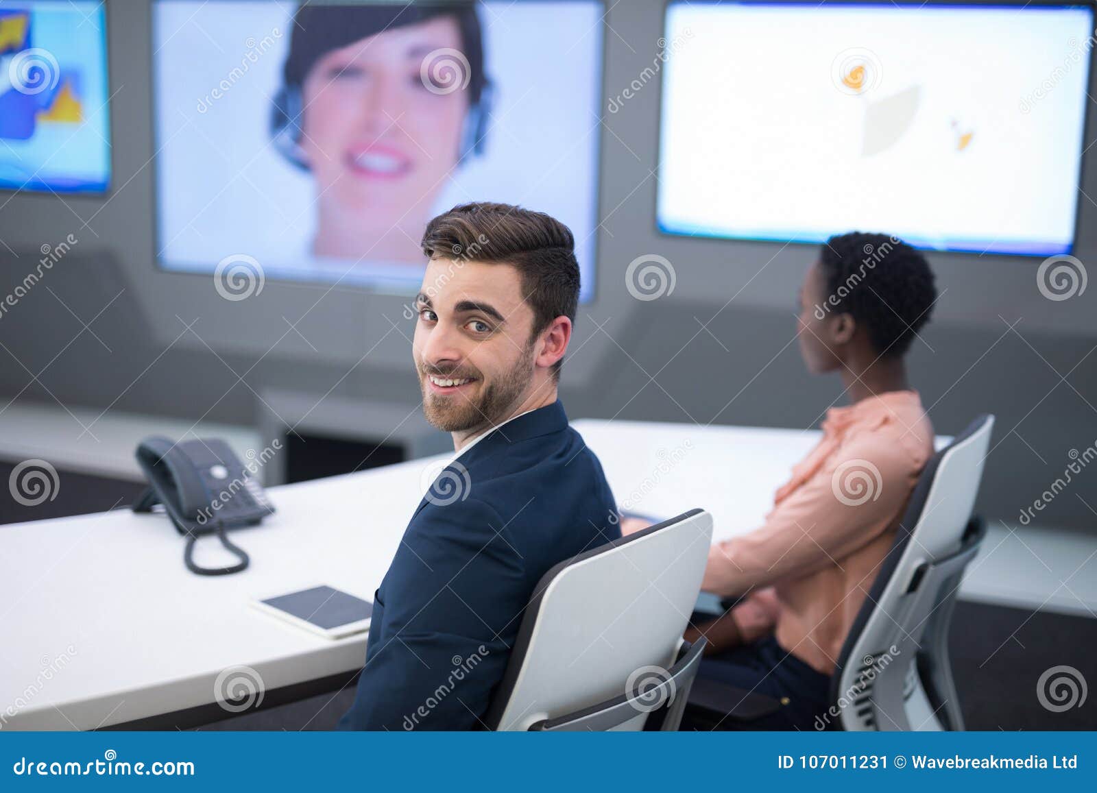 Executive Having Video Call in Boardroom Stock Image - Image of adult ...