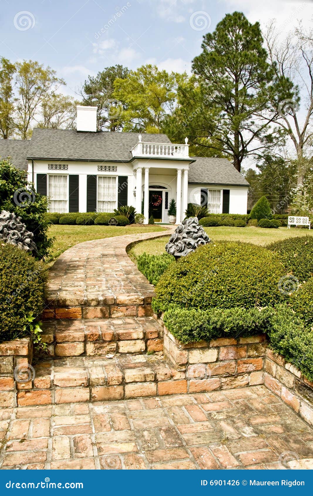 Executive Home with Brick Walkway Stock Photo - Image of housing, home ...