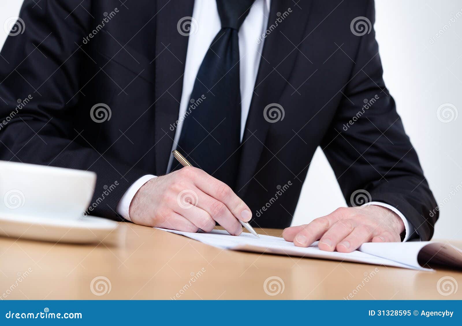 Executive Making Notes in the Notebook Stock Image - Image of black ...
