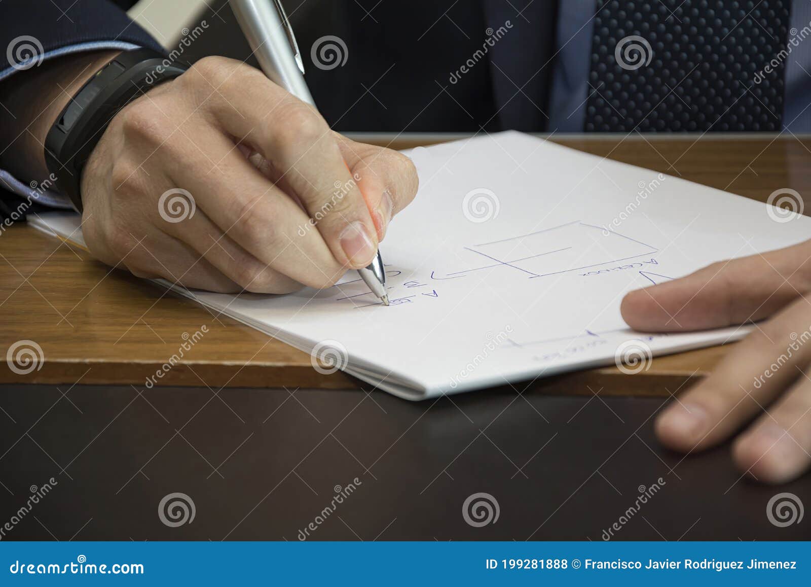Executive Man Writing Data and Charts in a Paper Stock Photo - Image of ...