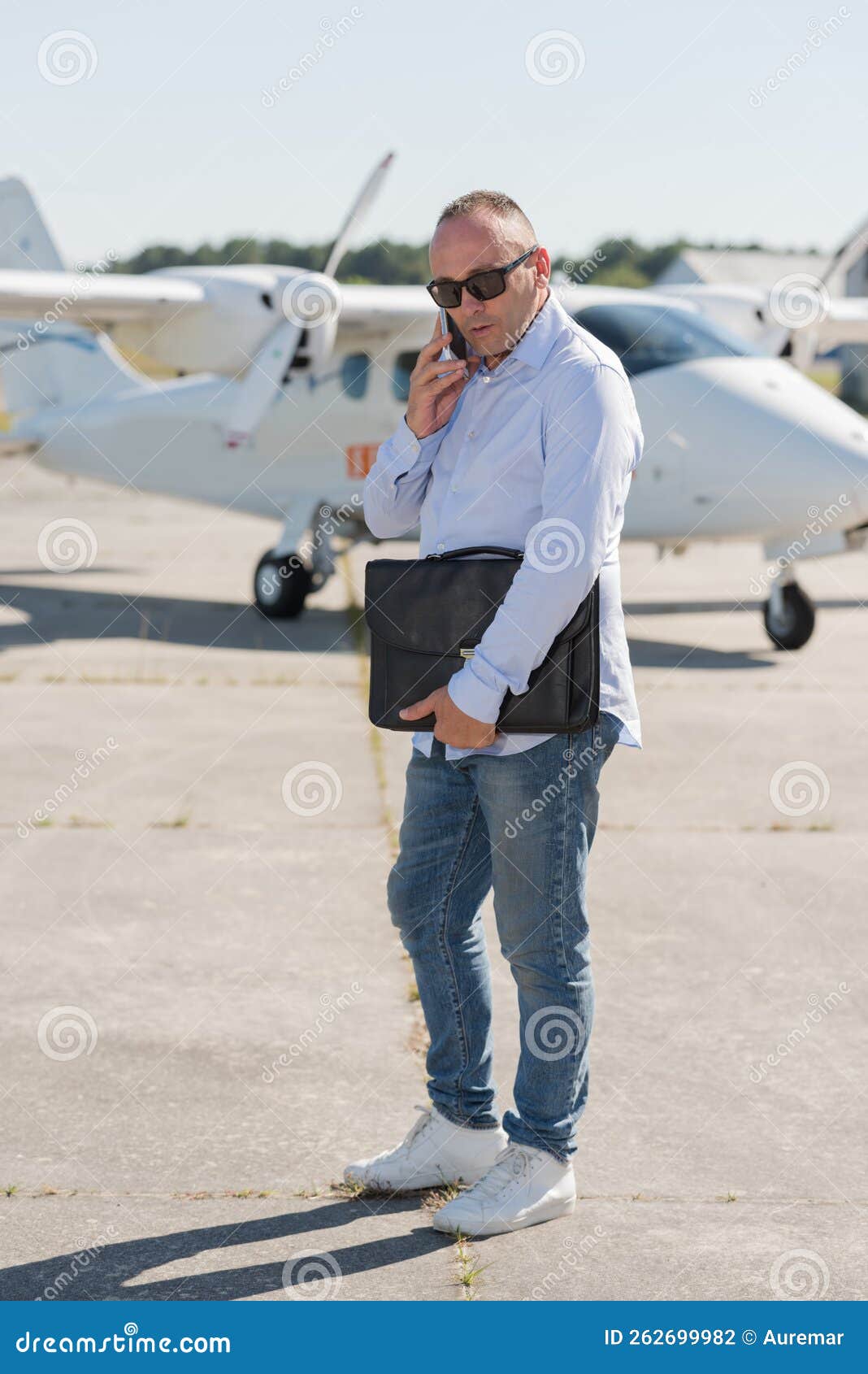 Executive Manager Pilot on Phone Stock Photo - Image of male ...