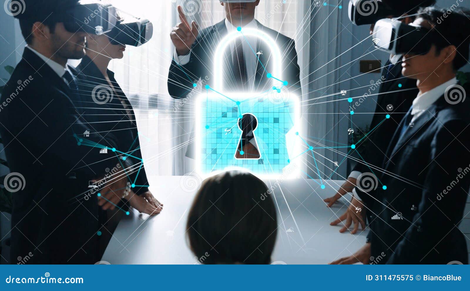Executive Manager Using VR Glass To Connect Security Protection ...