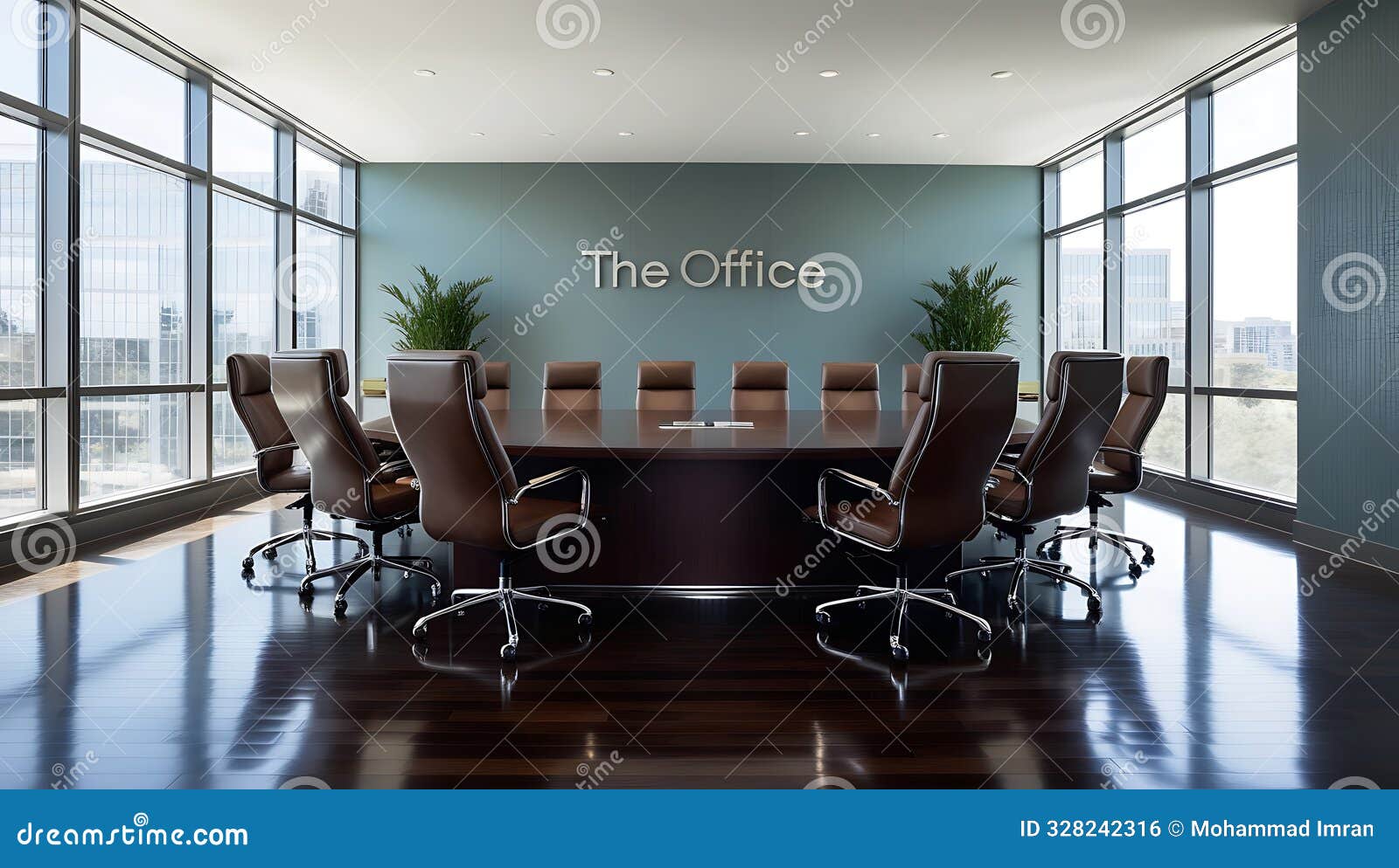 Executive Meeting Room with Panoramic Views Stock Illustration ...