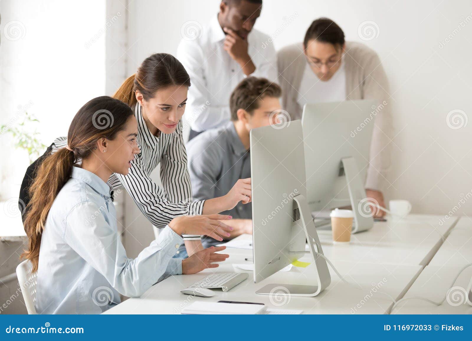 Executive Mentor Explaining Young Intern or New Employee Online Stock ...