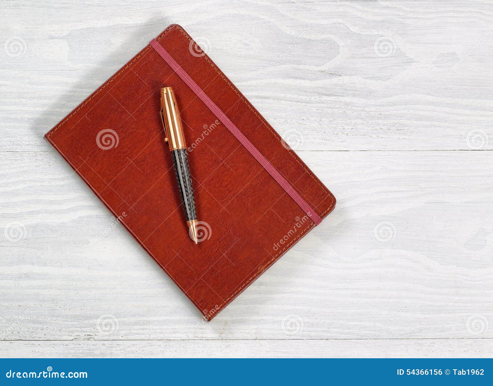 Executive Notepad with Pen on Rustic White Wood Stock Photo - Image of ...