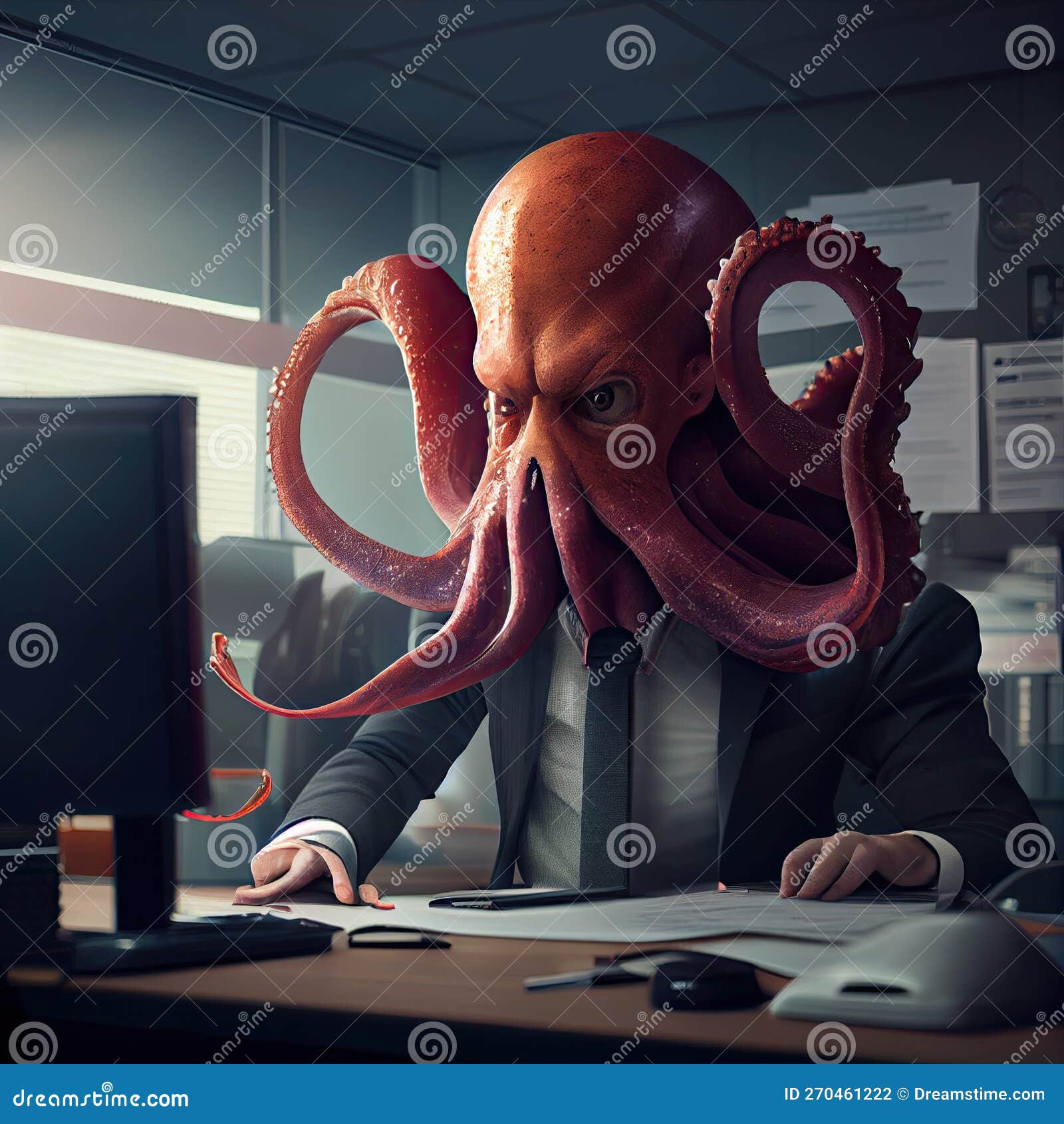 Executive with an Octopus Head. Illustration Stock Illustration ...