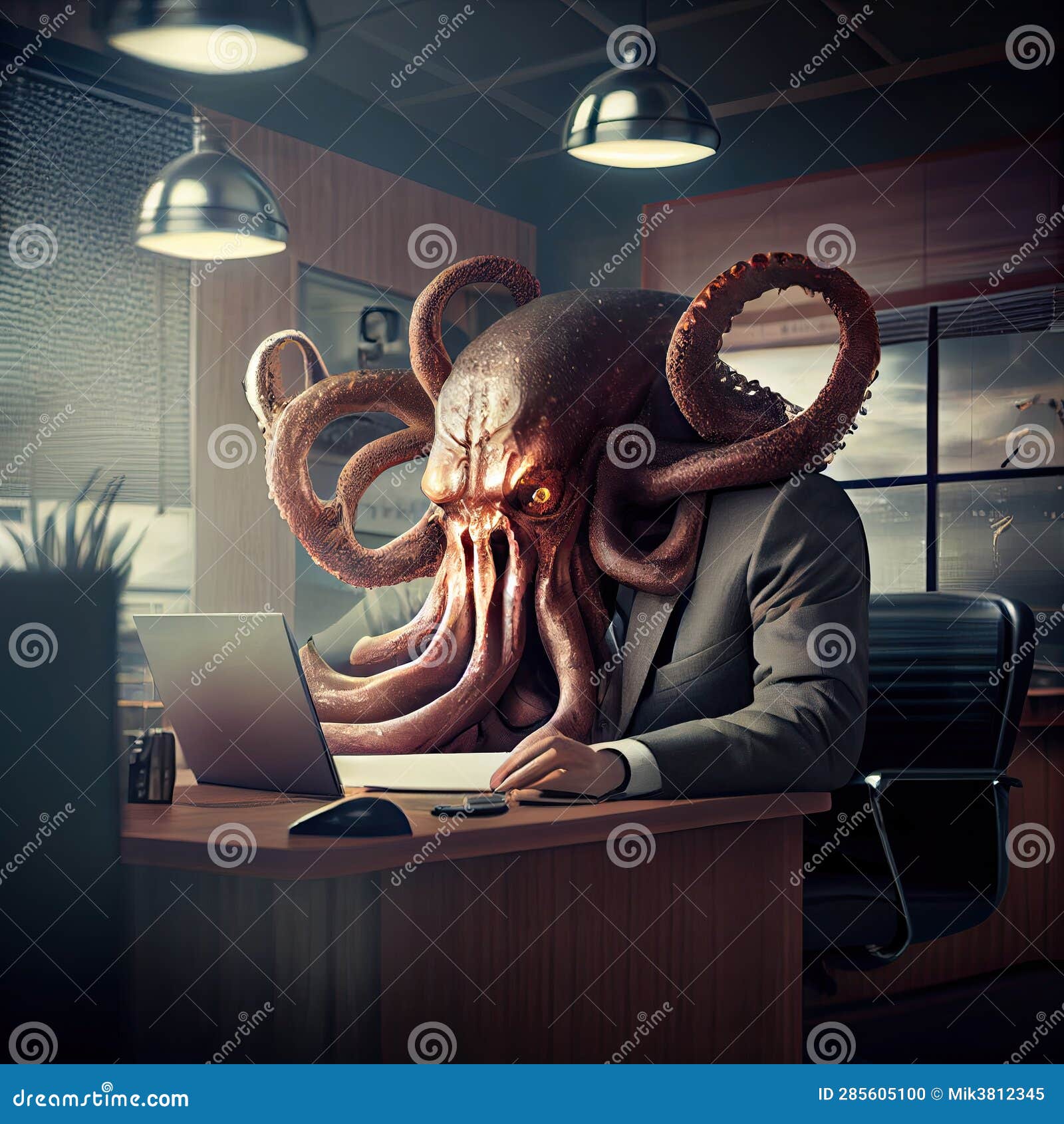 Executive with an Octopus Head. Illustration Stock Illustration ...