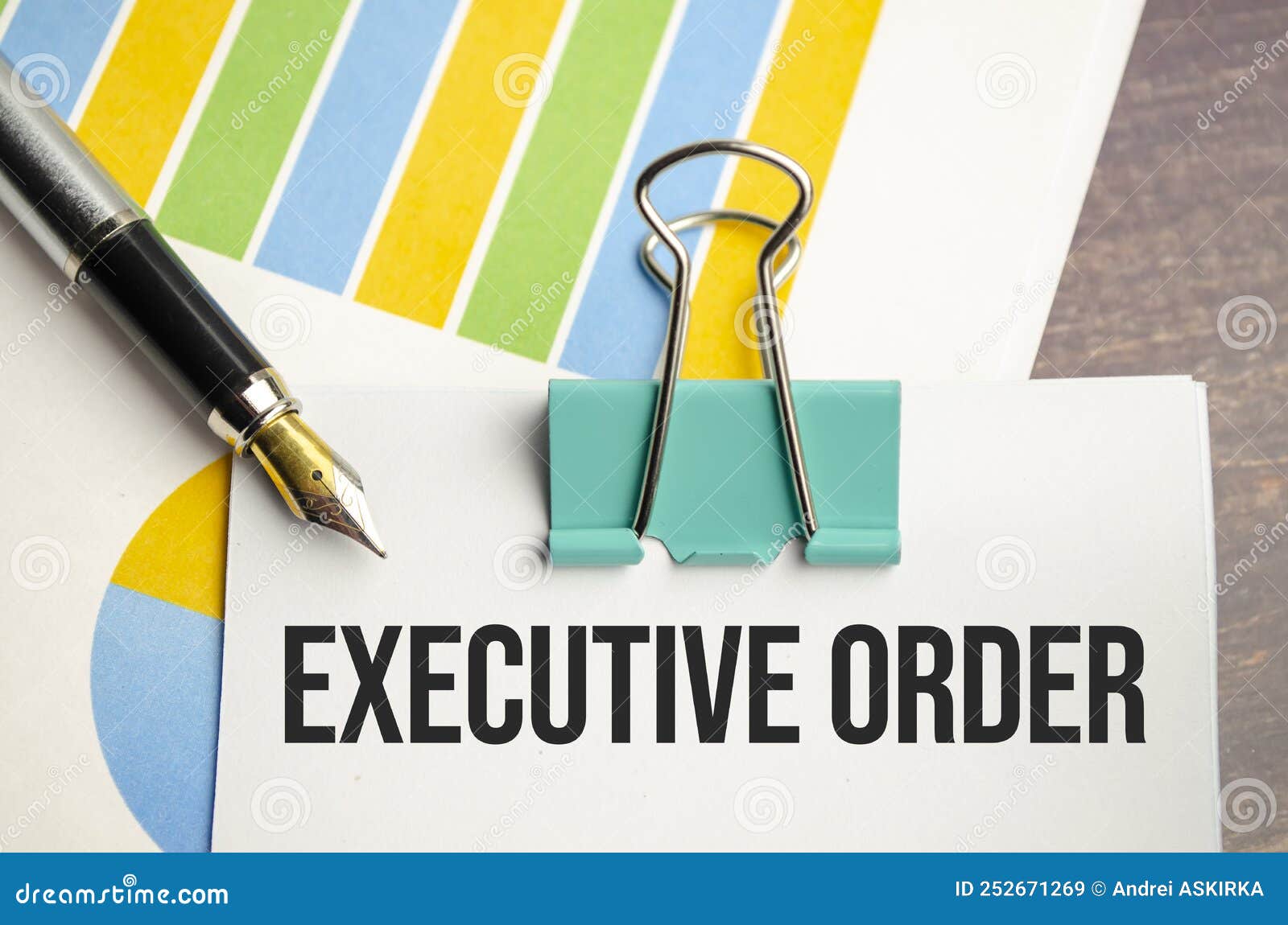 Executive Order Words on Charts and Pen Stock Image - Image of document ...